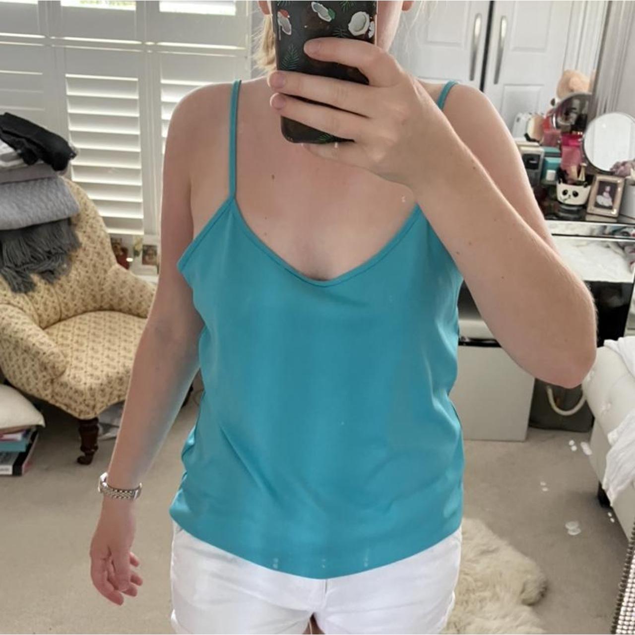 Turquoise blue vest top. Size 14 - Depop