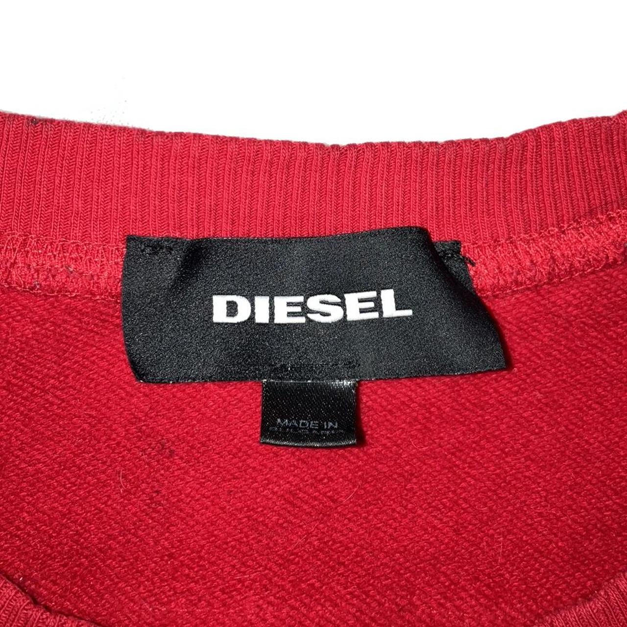 Diesel red crewneck sweatshirt with patches , mens... - Depop