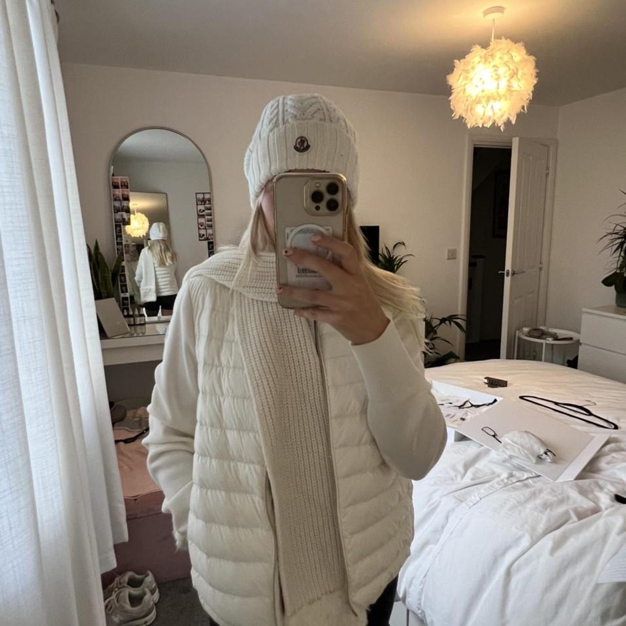 Moncler cream/white matching Jacket and scarf. Both... - Depop