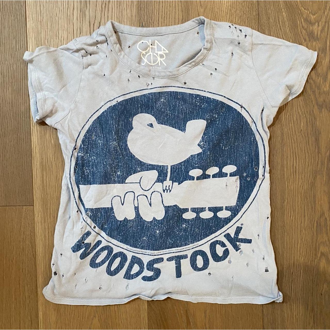 CHASER blue vintage style woodstock tee - Depop