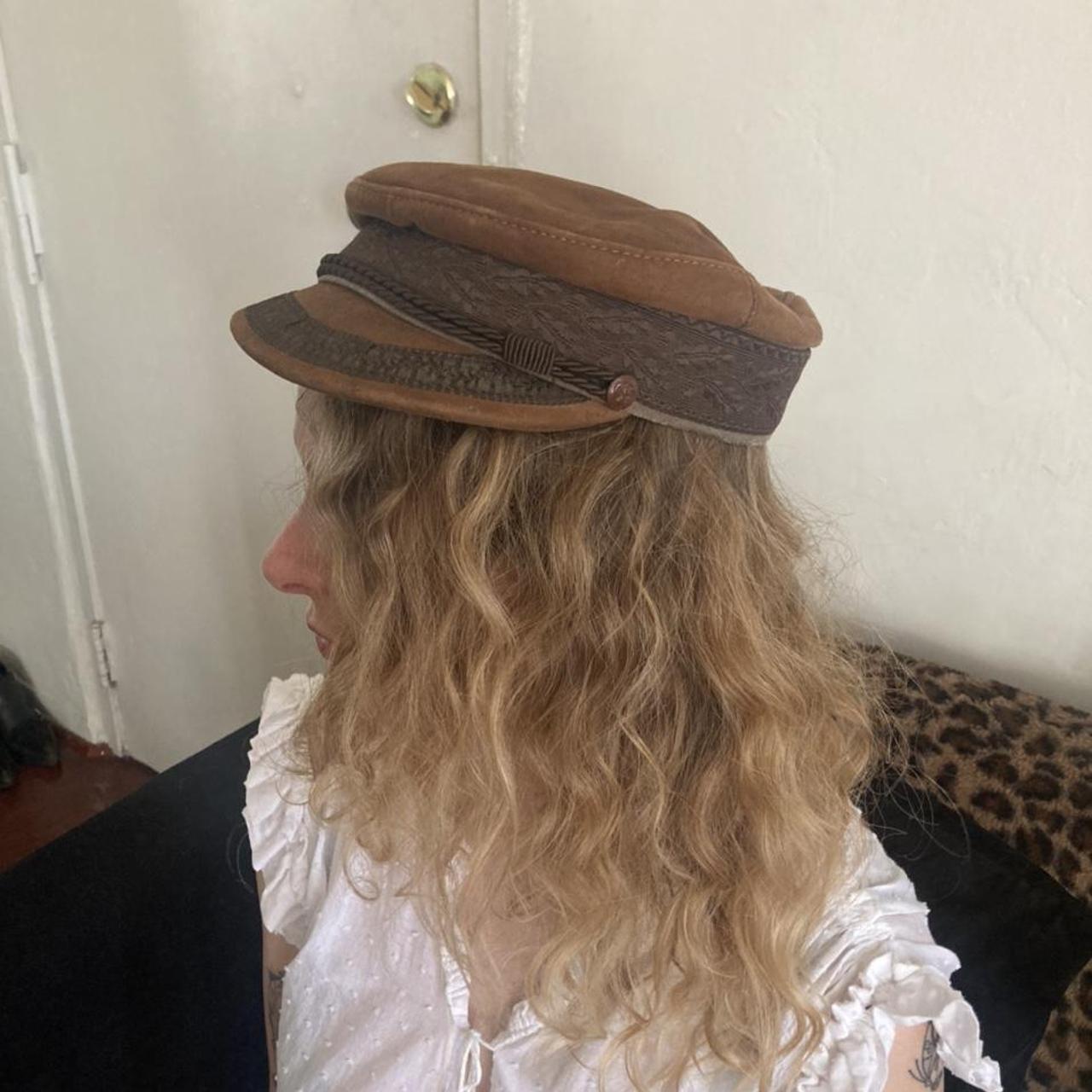 Vintage brown postman style hat newsboy cap! - Depop