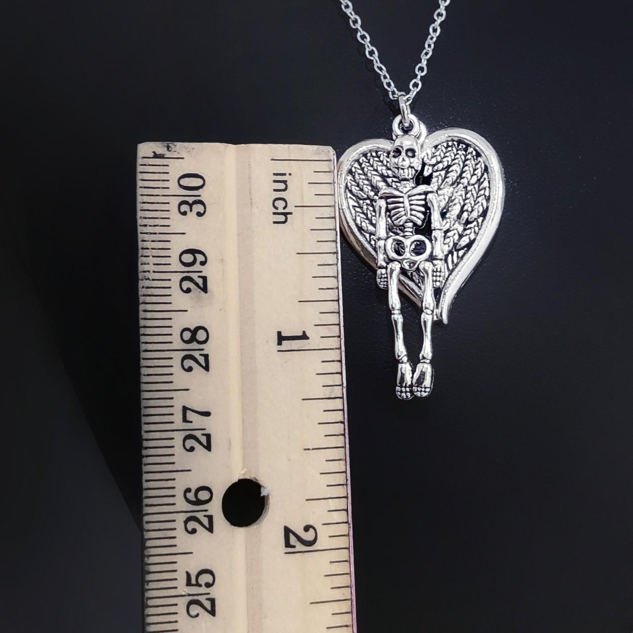 18" Skeleton Wing Necklace ... Stacked Silver... - Depop