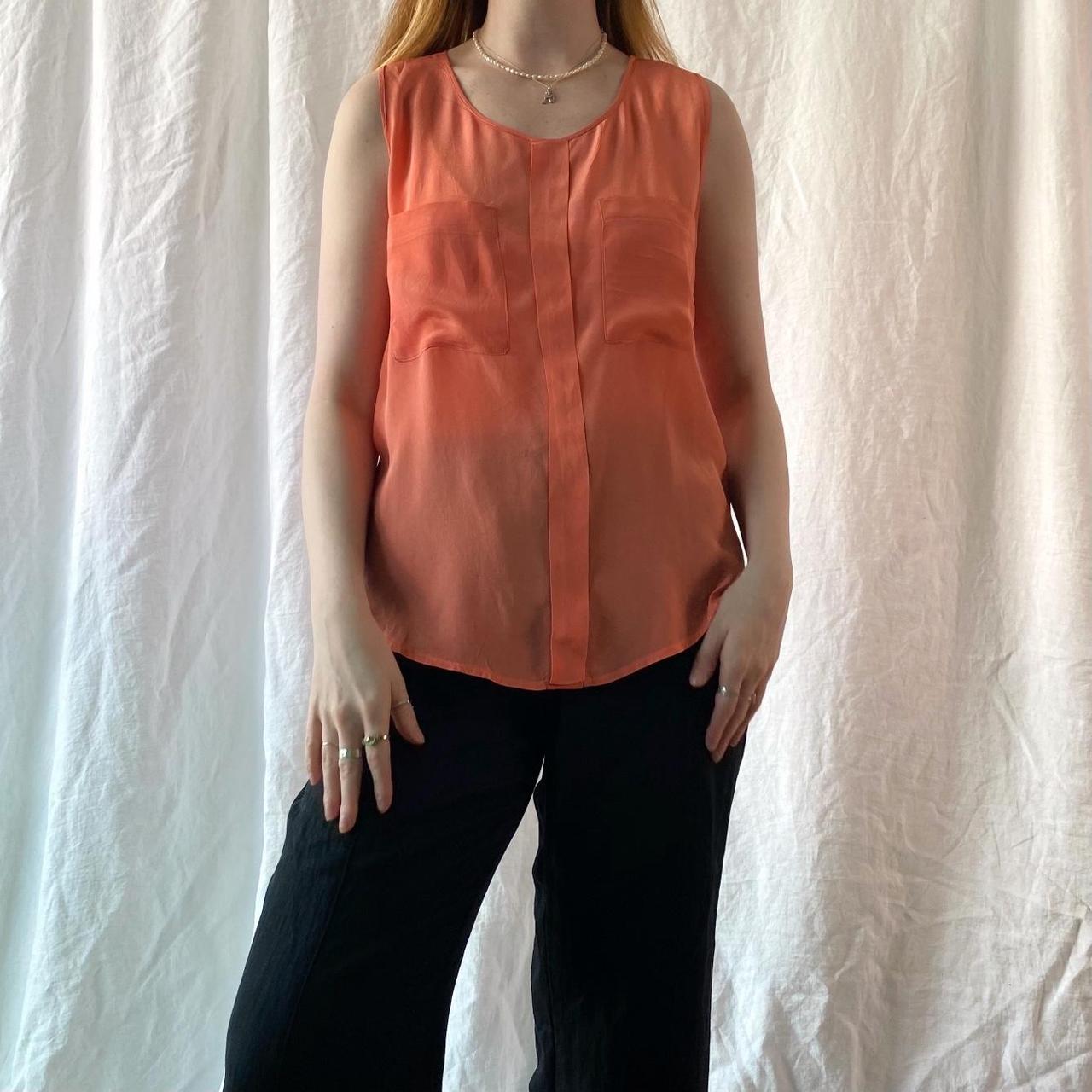 Peach Y2K silk vest top by GALLARA Condition -... - Depop