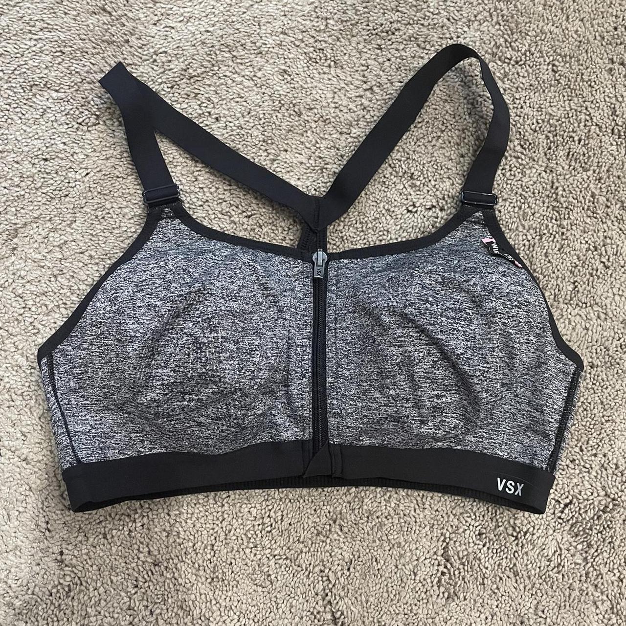 Black and Heather Grey Victoria Secret X Sports Bra... - Depop