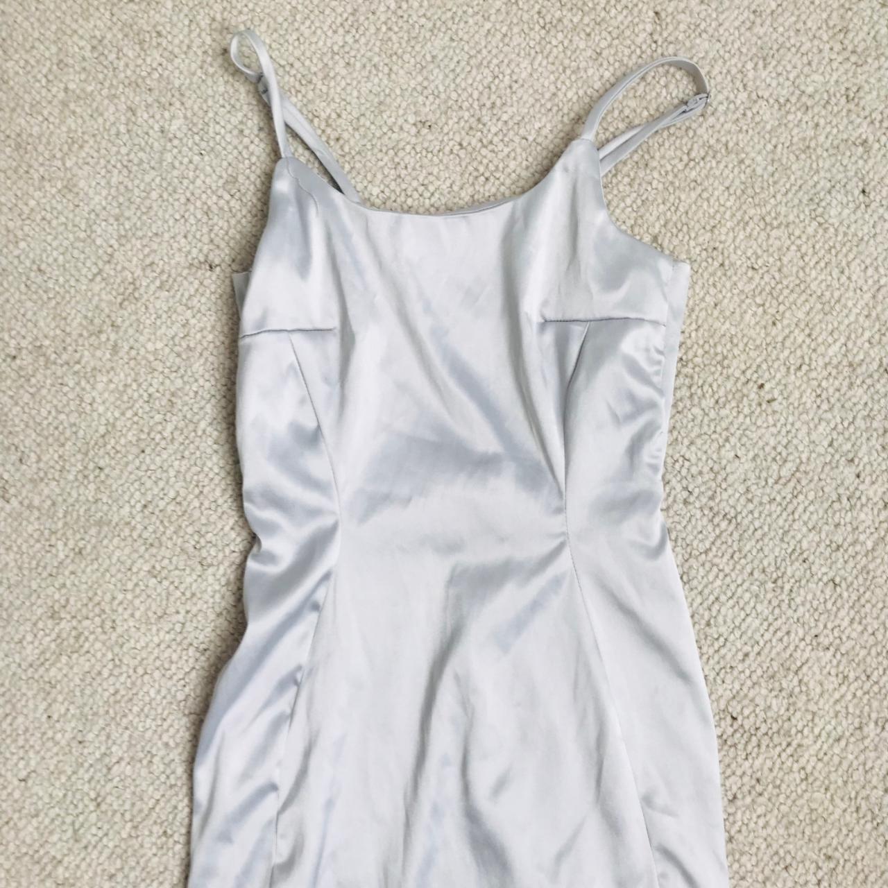 AYM Studio silver satin 'Richmond' Mini Dress, with... - Depop