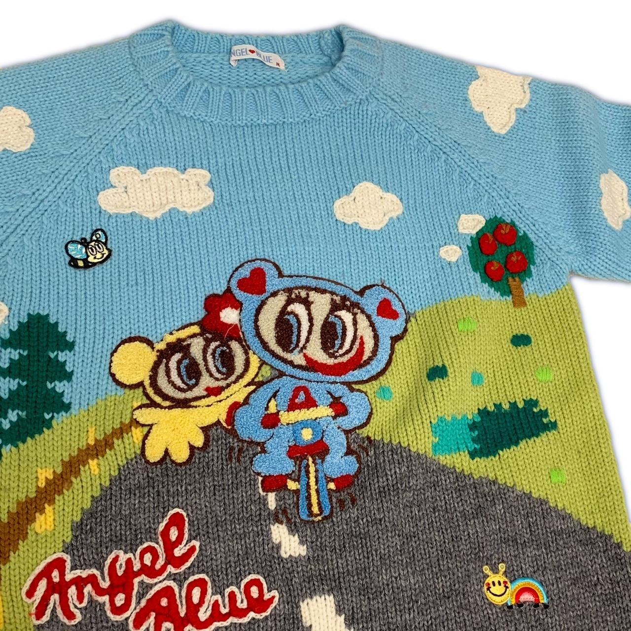 Angel blue rare knit sweater! super cute designs... - Depop