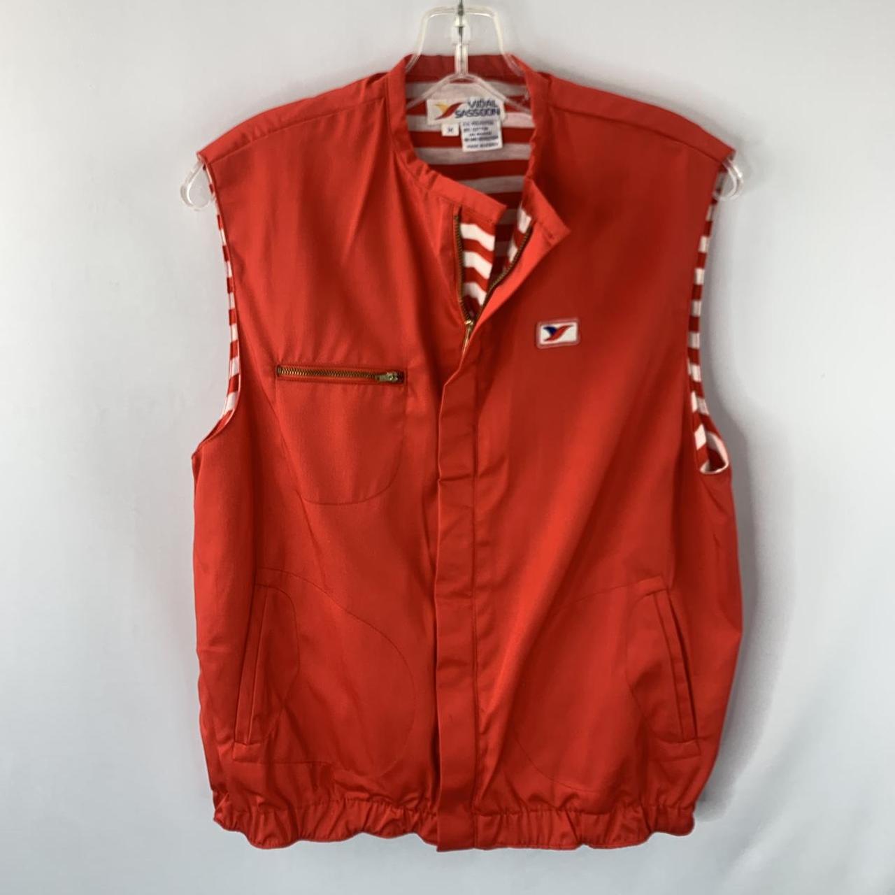 ️ Vintage Red & White Vidal Sassoon Logo Zip Up Vest... - Depop
