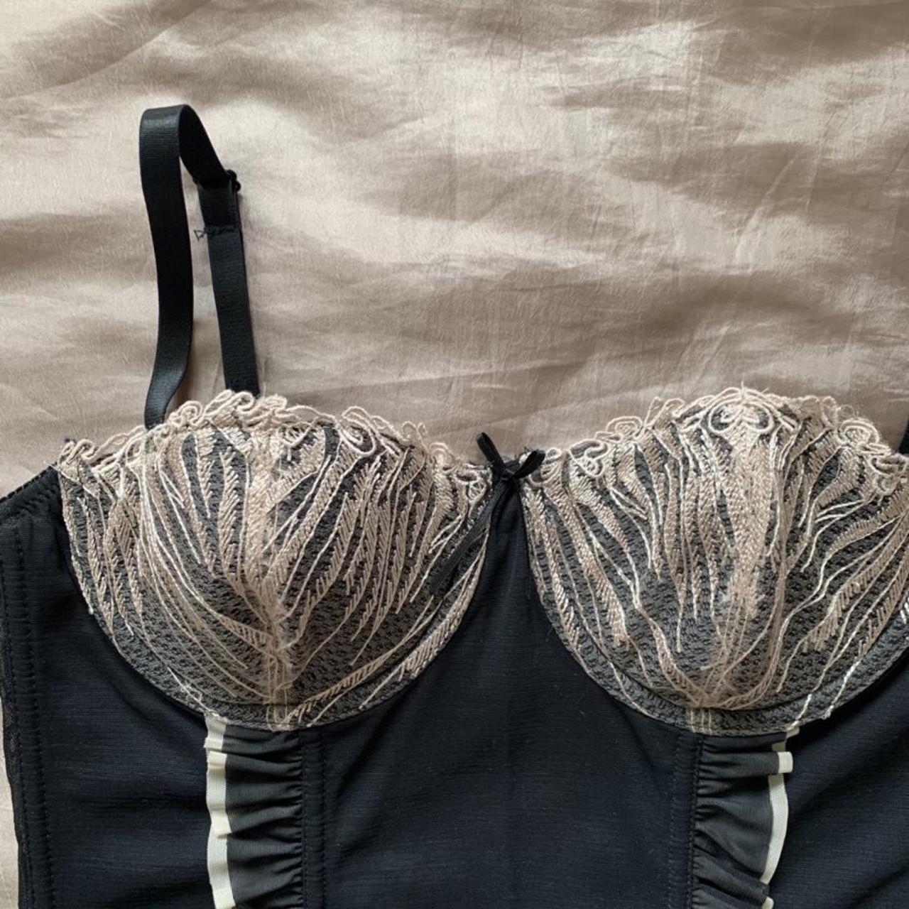 Gorgeous vintage Black corset basque bustier... - Depop