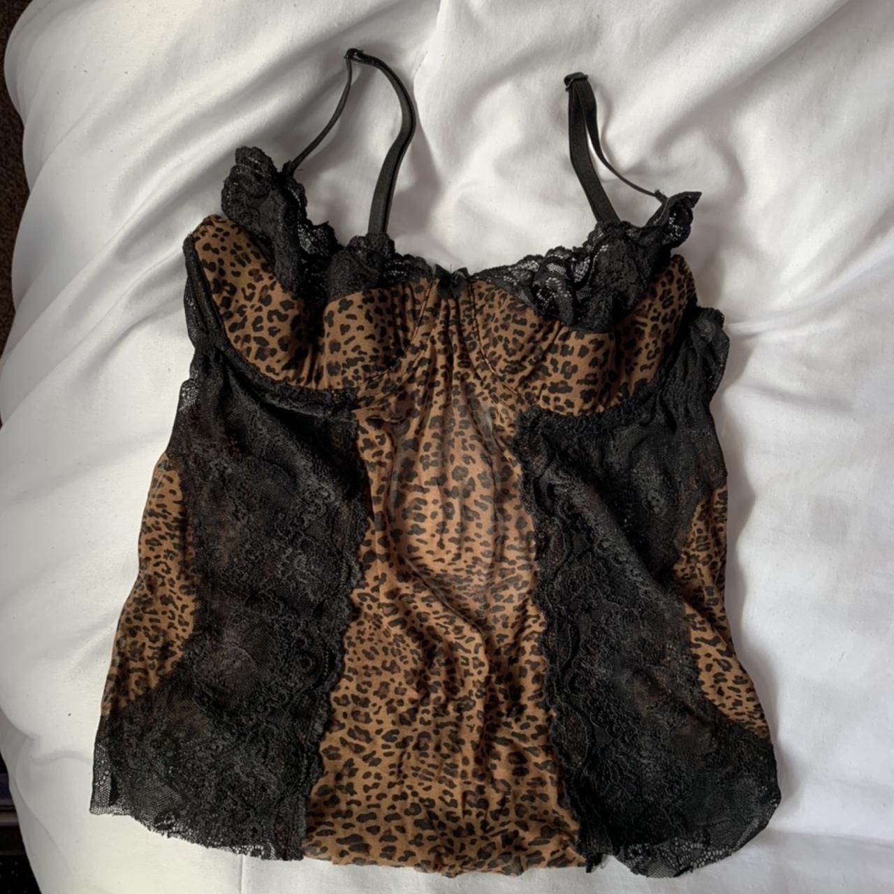 Lovely leopard print corset basque top Lace trim... - Depop