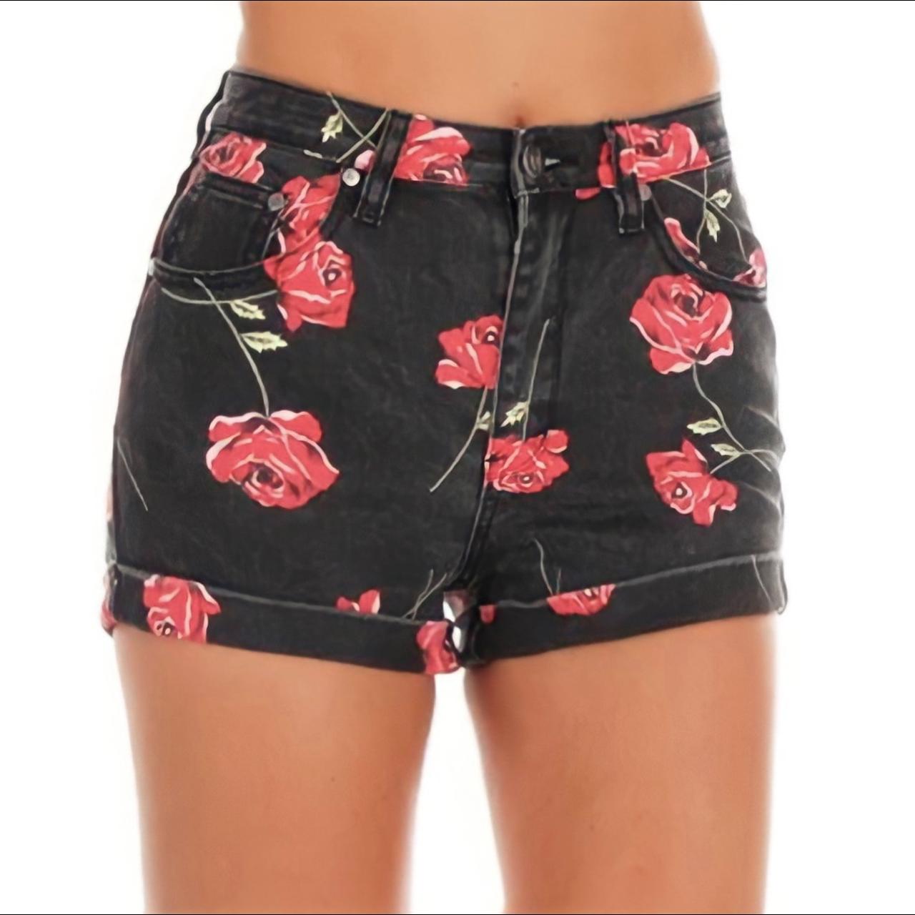 MinkPink Women's Black and Red Shorts | Depop