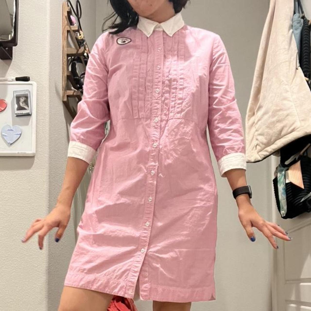 Tommy Hilfiger Pink Collard Dress with patch Size... - Depop