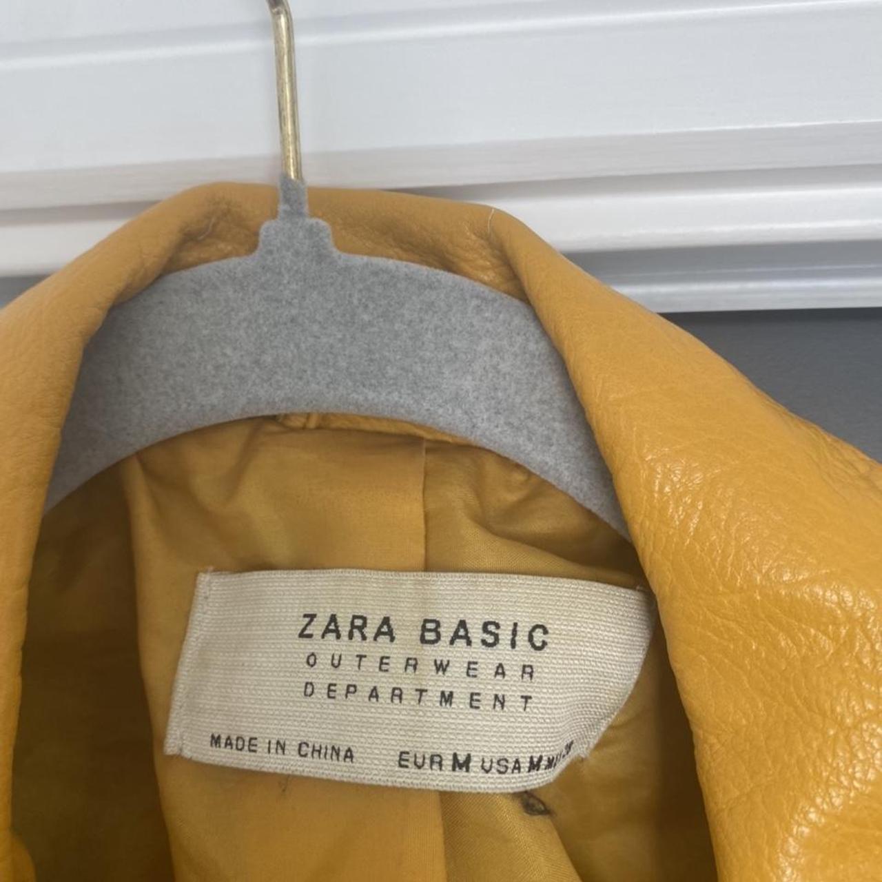 Zara yellow faux leather jacket size M #zara... - Depop