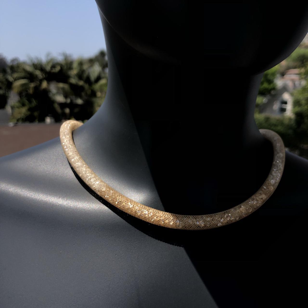 Swarovski crystal necklace in gold. Two tone gold... - Depop