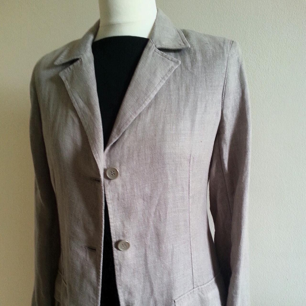 H&M Hennes Collection beige linen long jacket /... - Depop