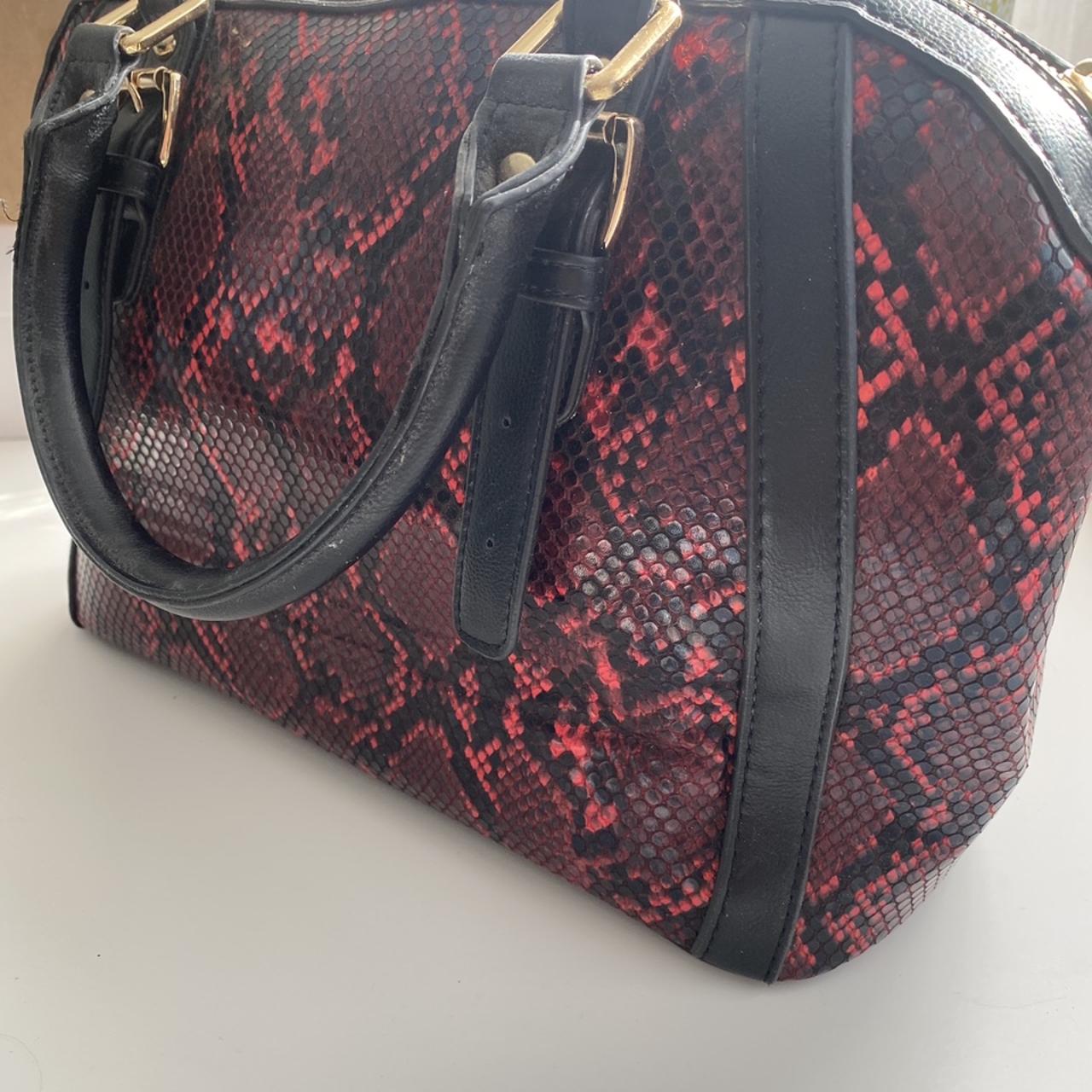 Snakeskin black and red bag by Lotus. Only used a... - Depop