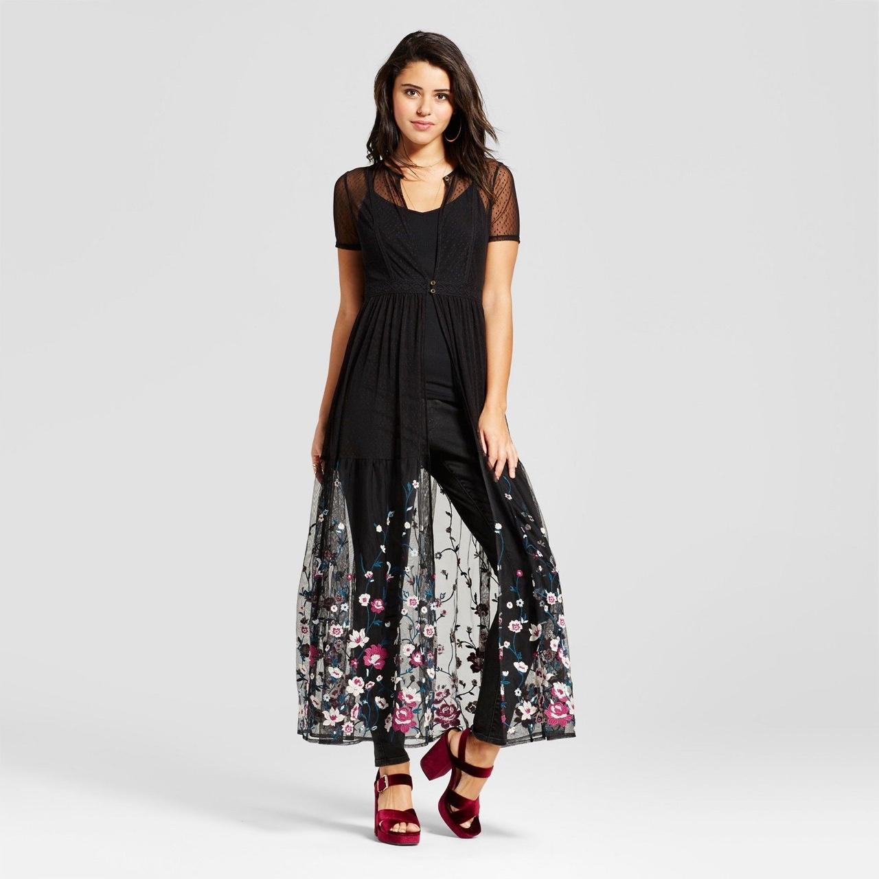 Black Mesh floral duster!!! SIZE S BRAND:... - Depop