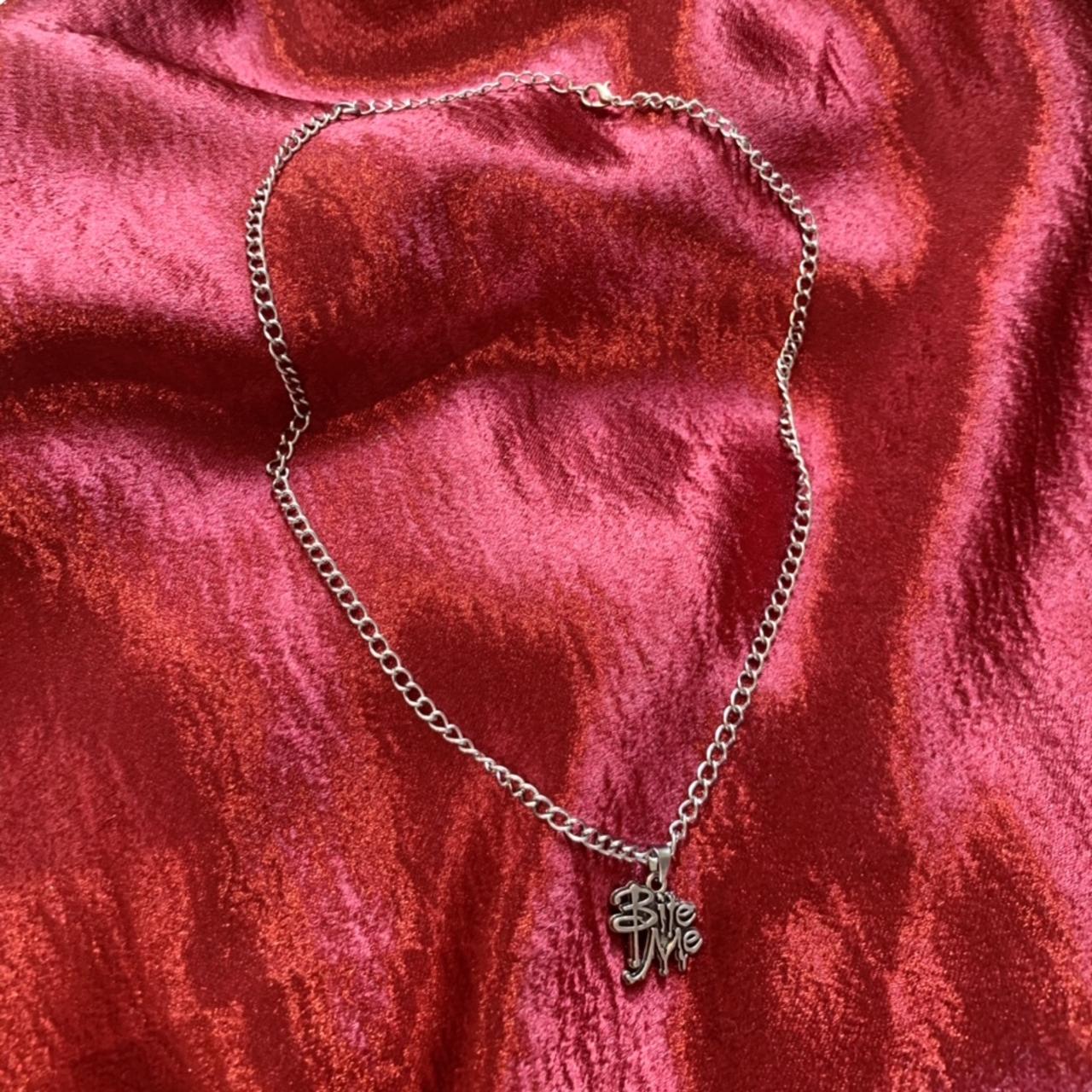 “BITE ME” Silver Slogan Necklace Handmade by me,... - Depop