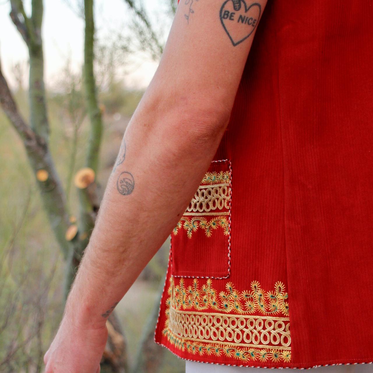 70s Middle Eastern Ace of Spades Vest. 70s red and... - Depop