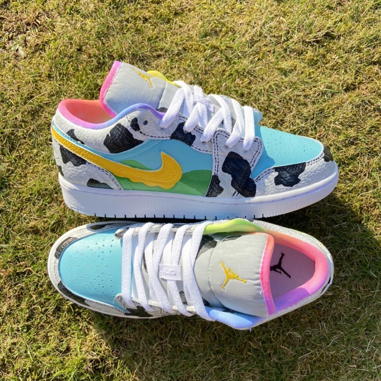 Custom hand painted Nike Jordan 1 low Chunky dunky... - Depop