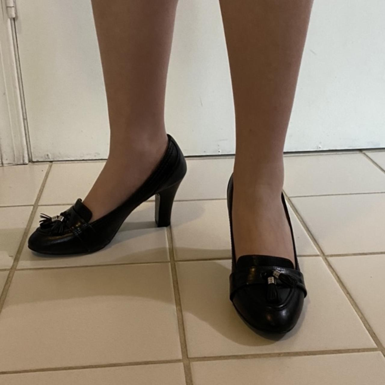 Eurosoft heels with tassels 100% leather upper... - Depop