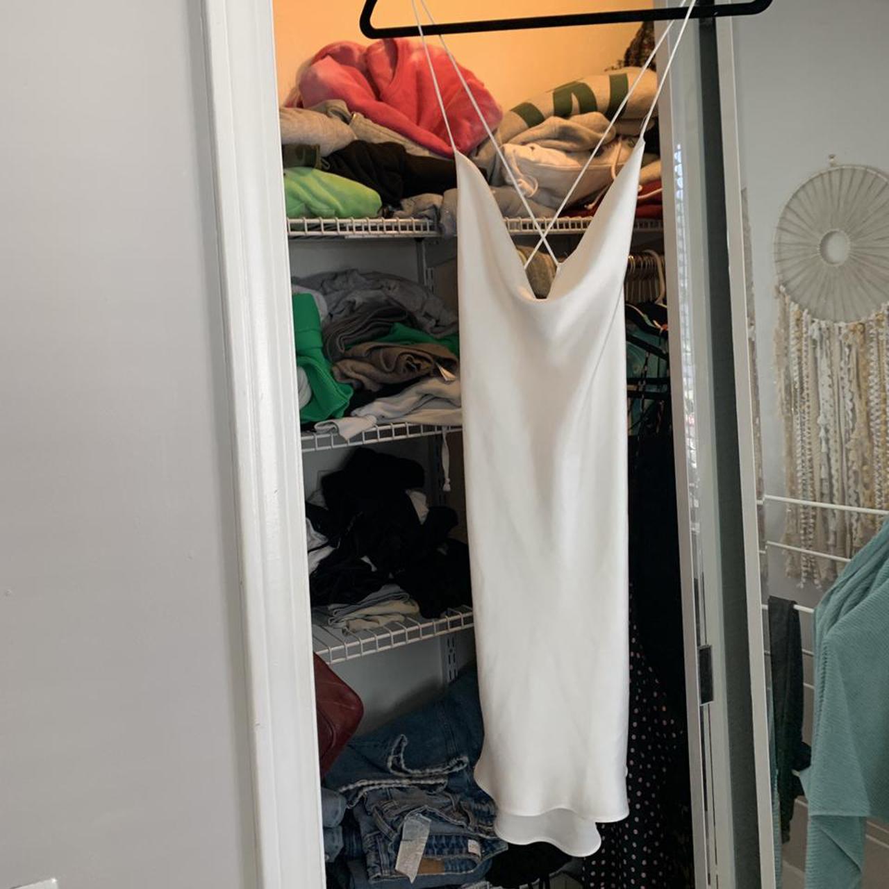 ZARA white silk dress!! 🤍 Sold out Drapes down in... - Depop