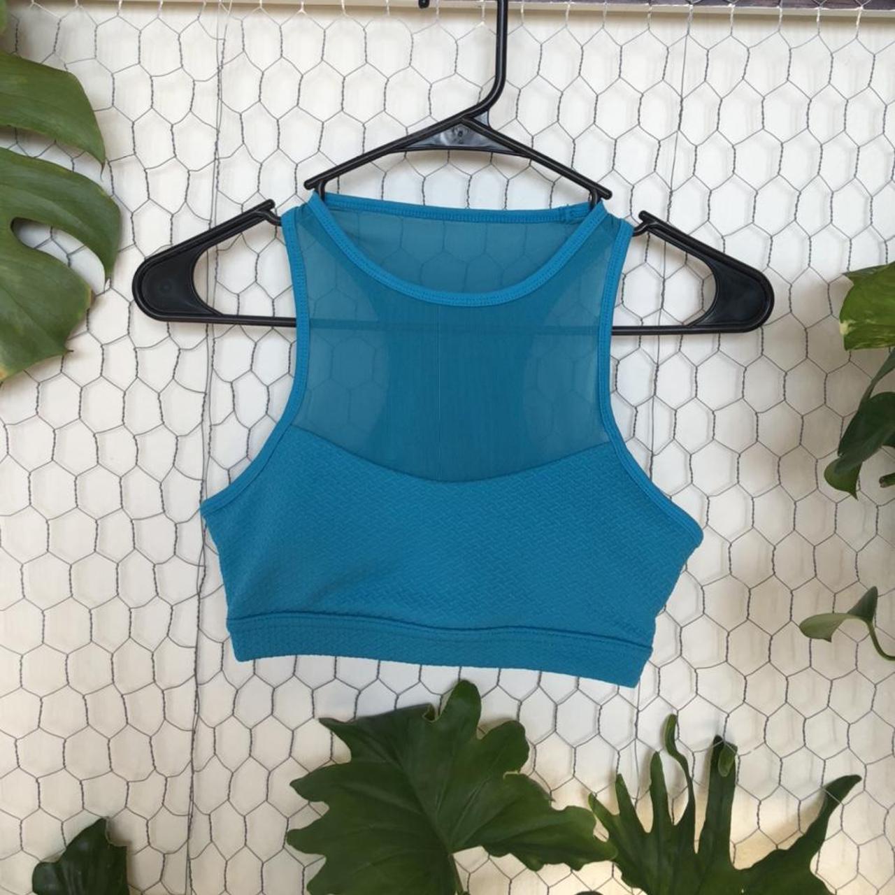 mesh blue workout top! not super stretchy 💌 size XS... - Depop