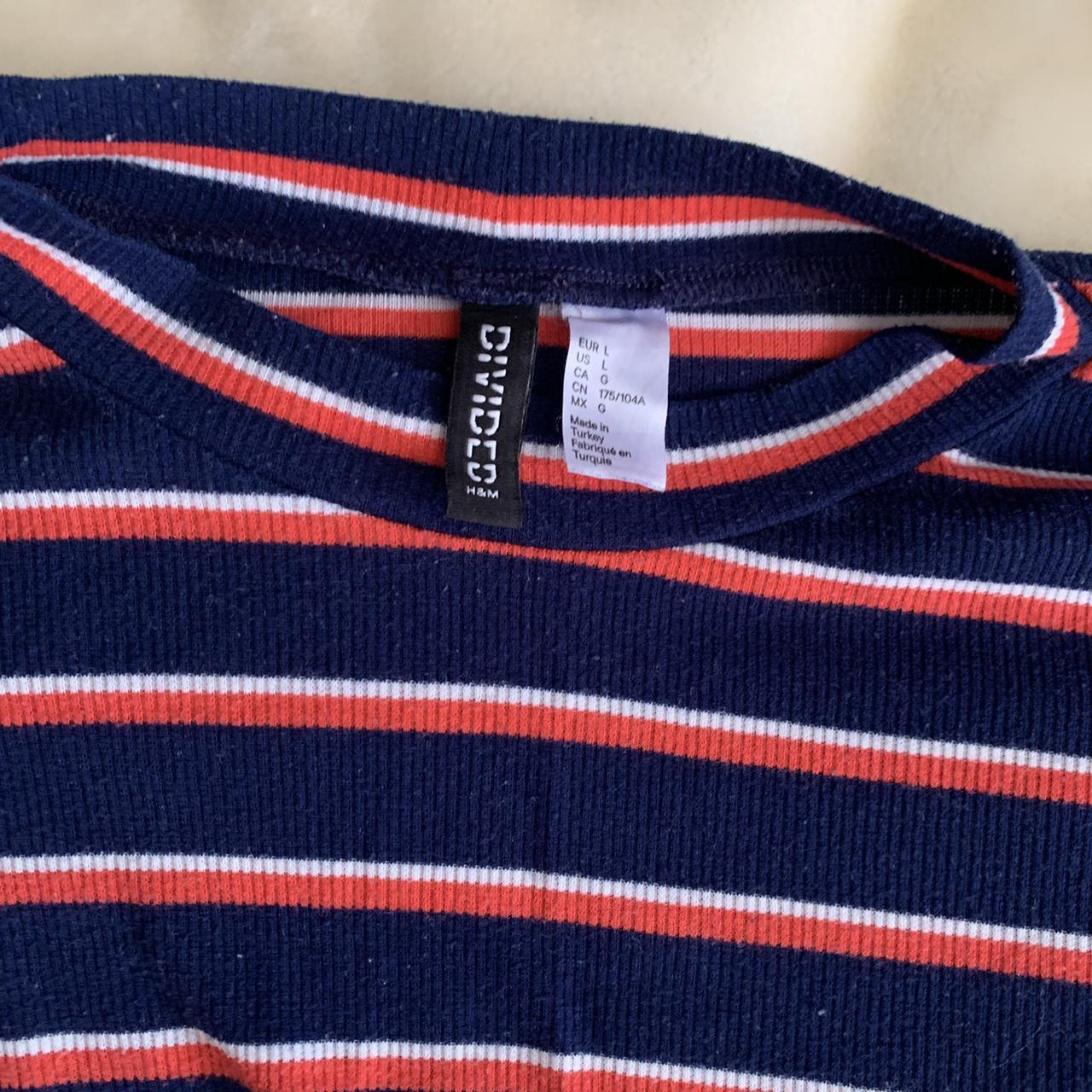 DIVIDED h&m blue and red striped shirt size Large... - Depop
