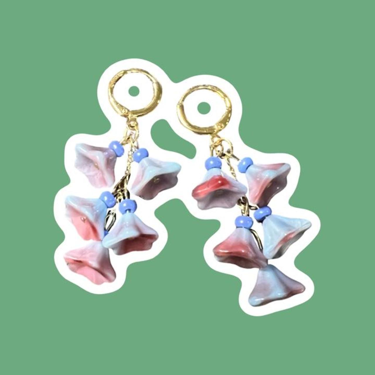 Foxglove inspired glass bead earrings 💜 handmade by... - Depop