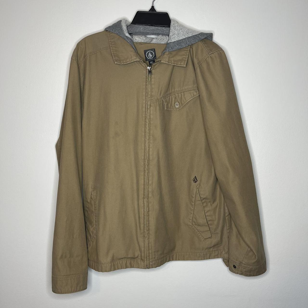 Volcom Men's Tan and Grey Jacket | Depop