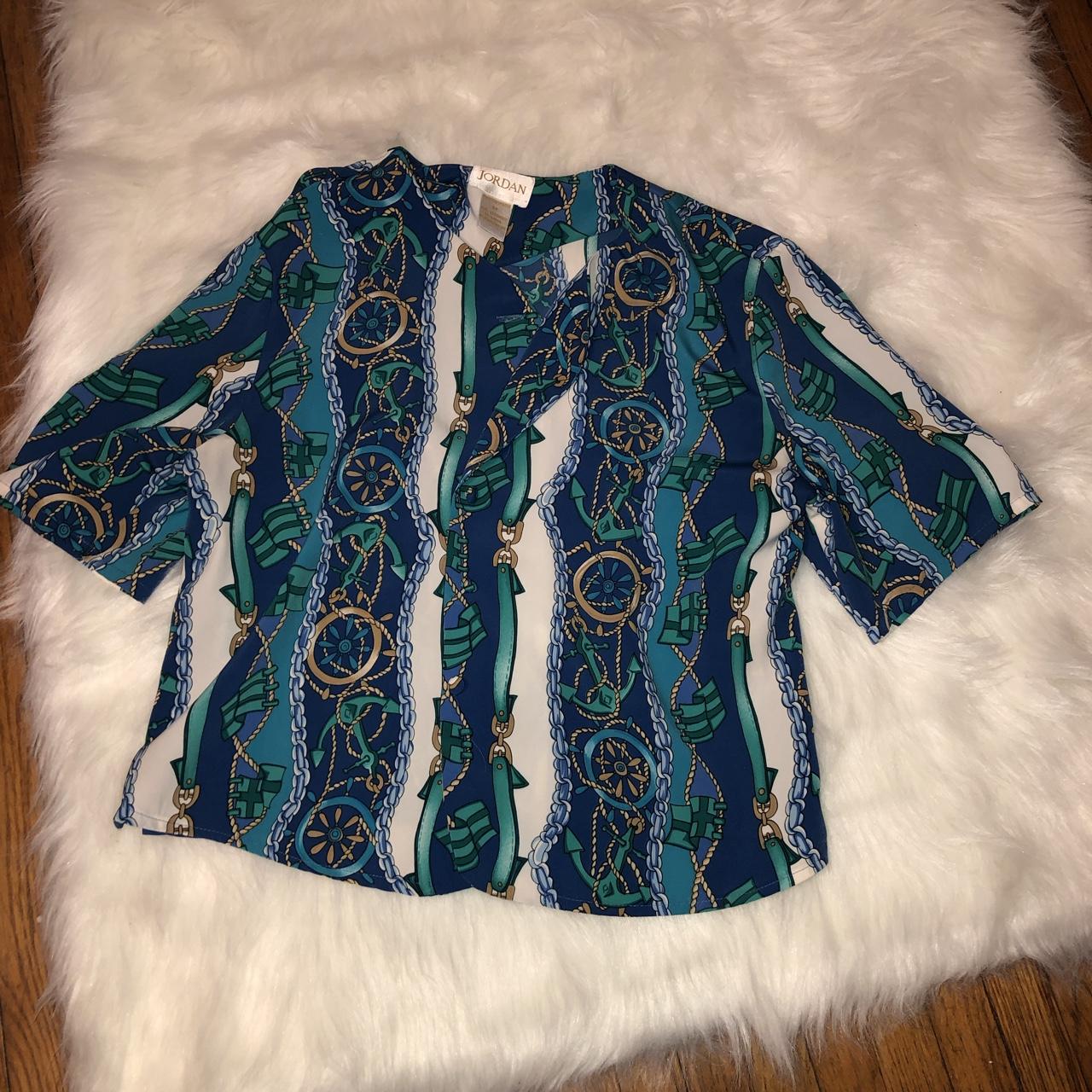 Adorable cropped sailor inspired short sleeve button... - Depop