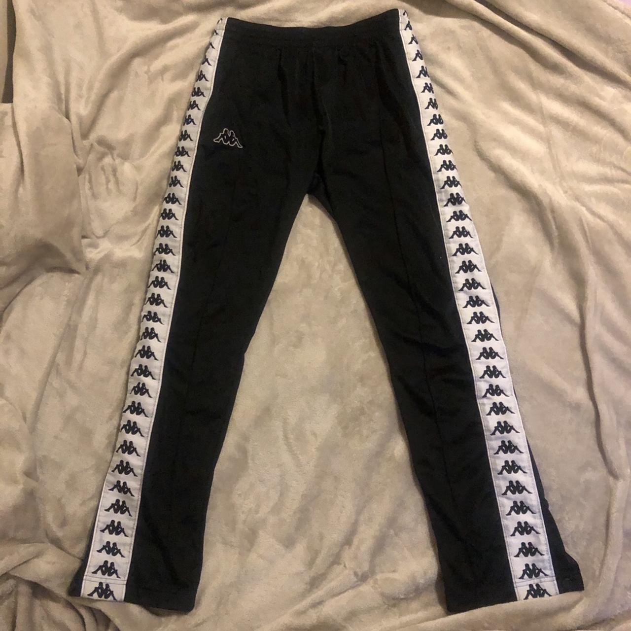 Kappa black tear away/ popper pants in the style 222... - Depop
