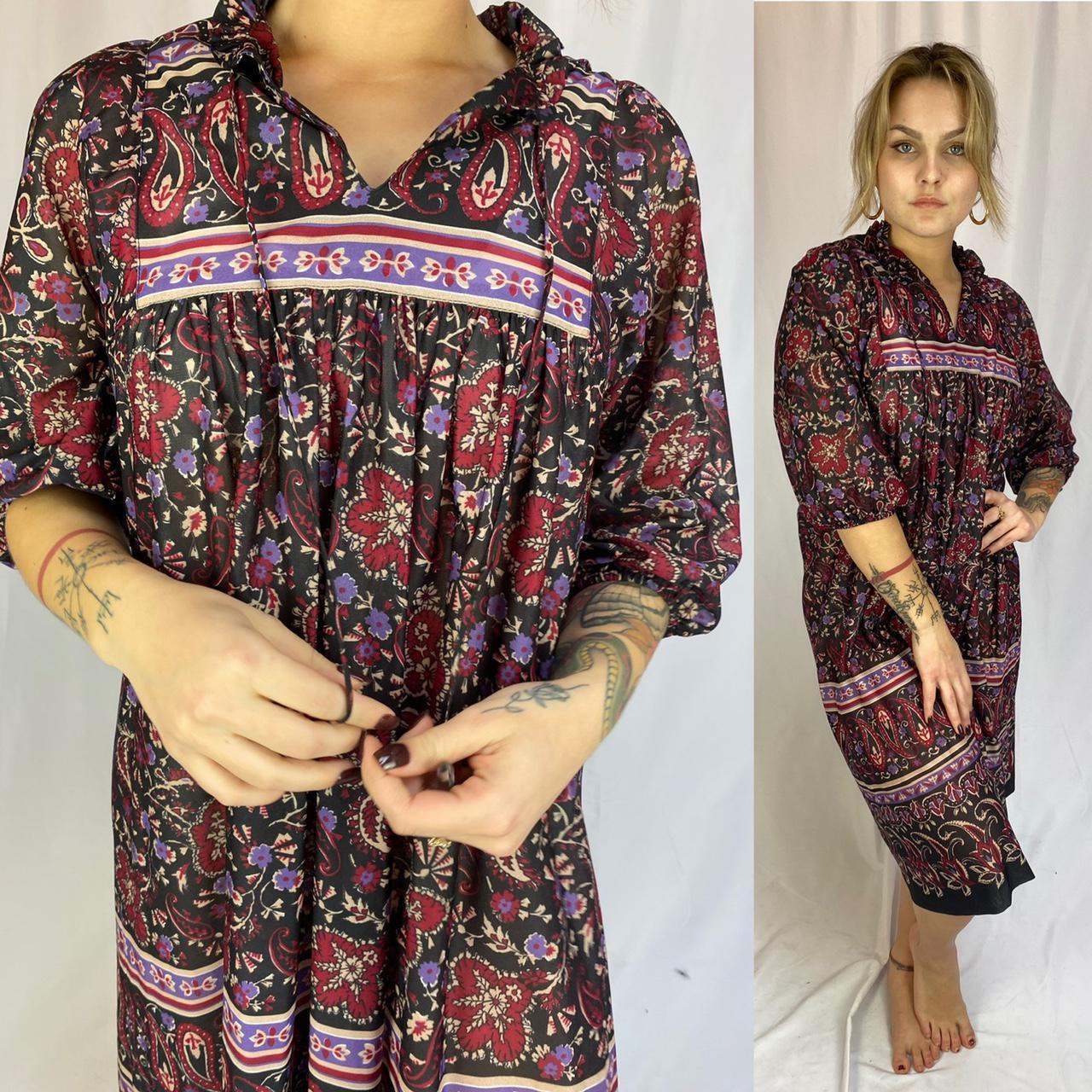 Lady Carol Black/Pink/Multicolor Floral Paisley... - Depop