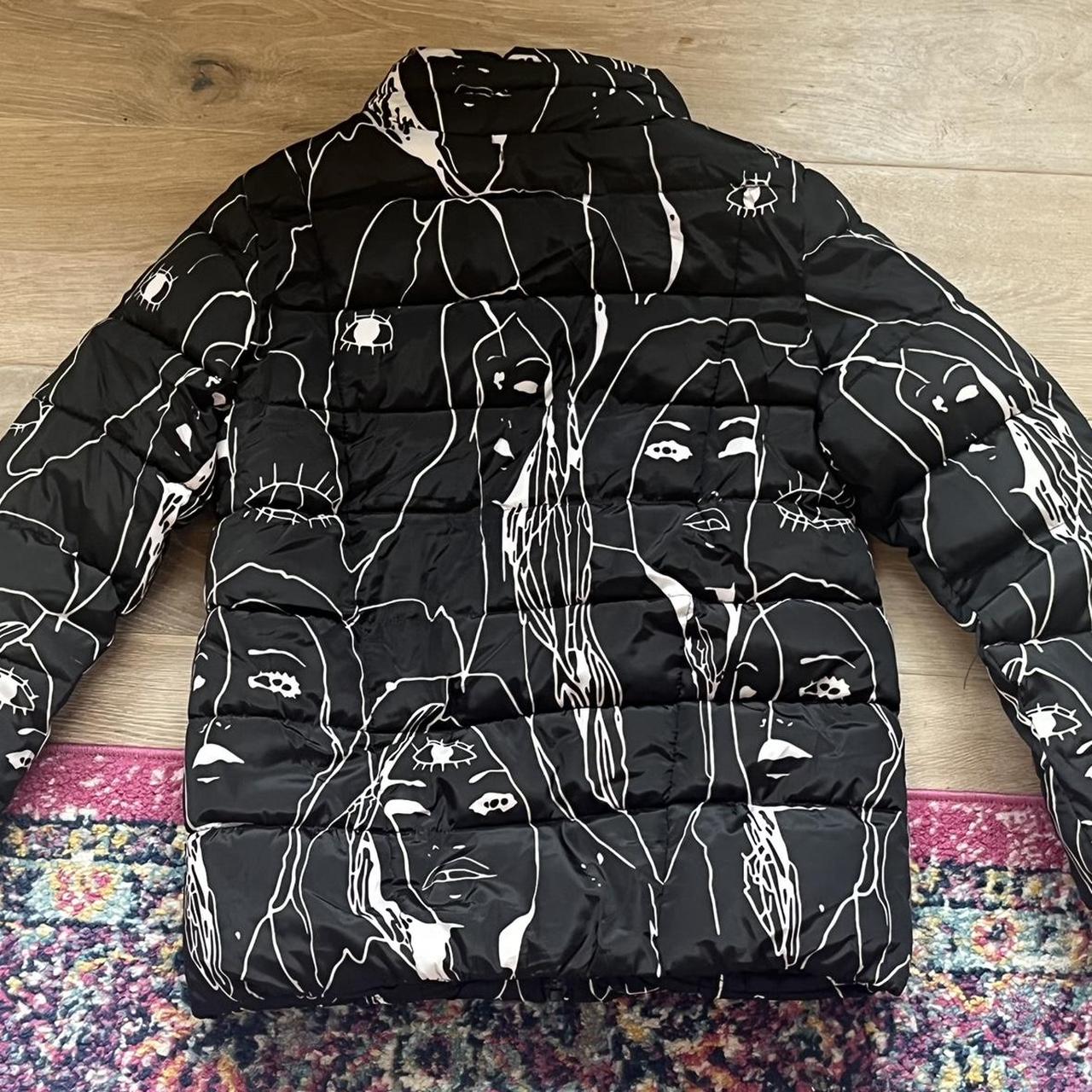 Abstract faces puffer jacket Love this just don’t... - Depop