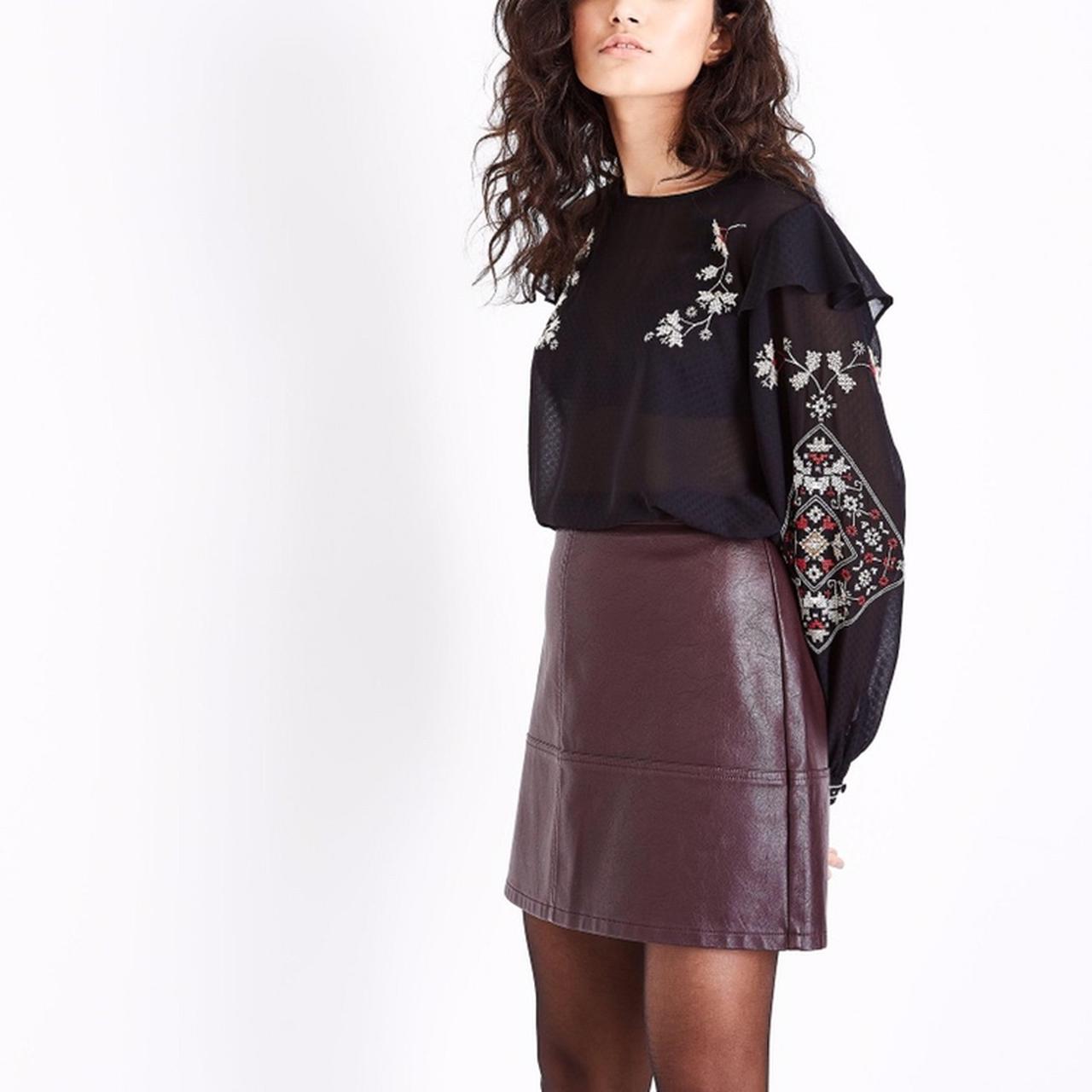 Pretty burgundy New Look mini skirt. Ideal for... - Depop