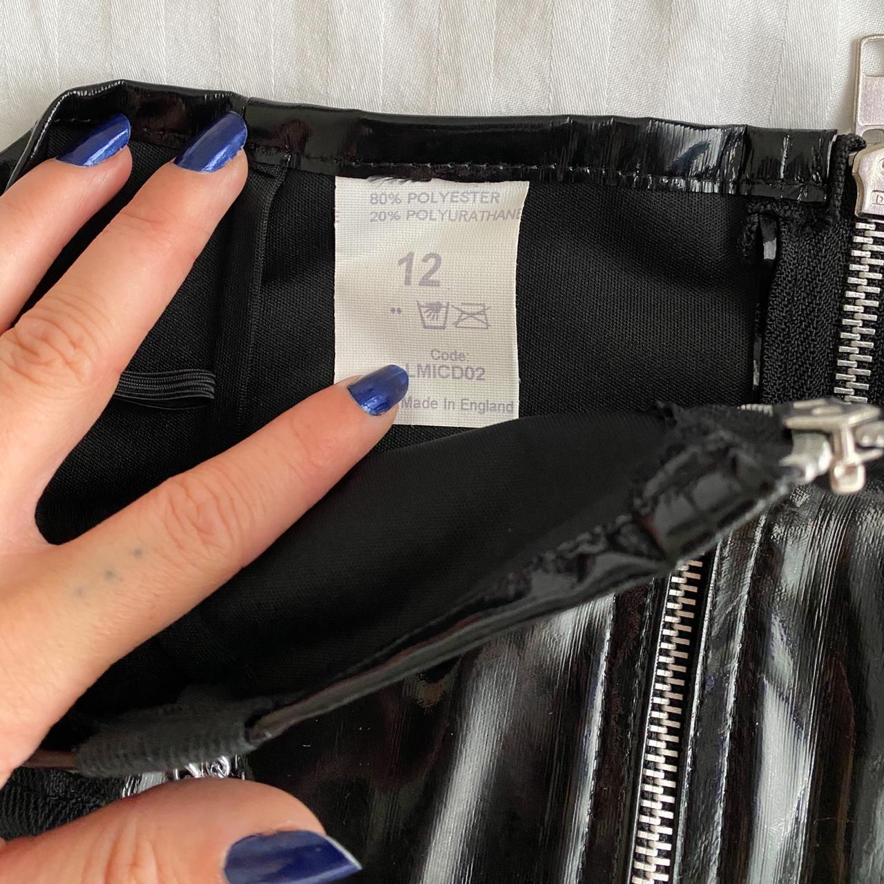 Black PVC / Vinyl mini skirt with zips, chain and... - Depop