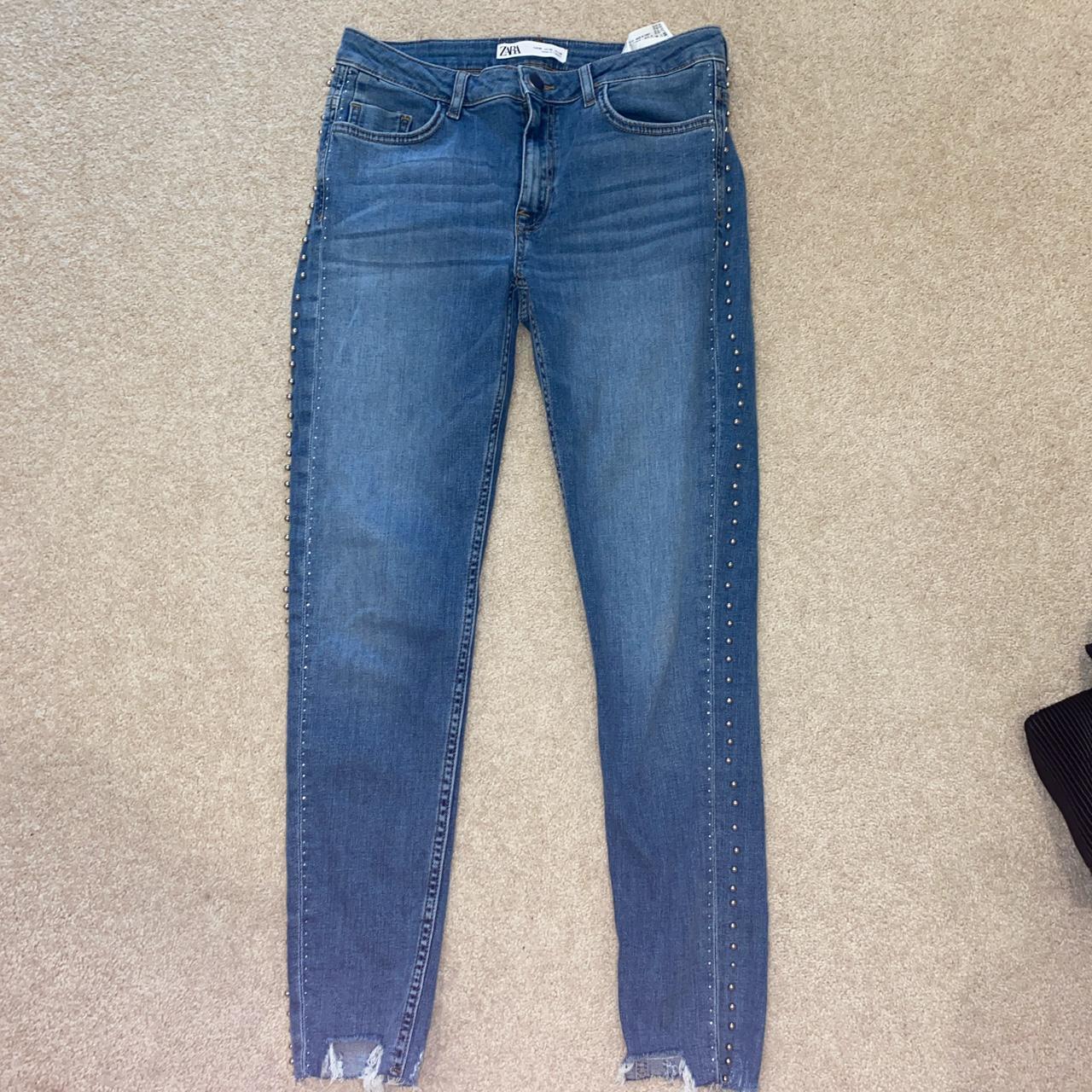 Zara jeans with studded detail. Size 38. - Depop