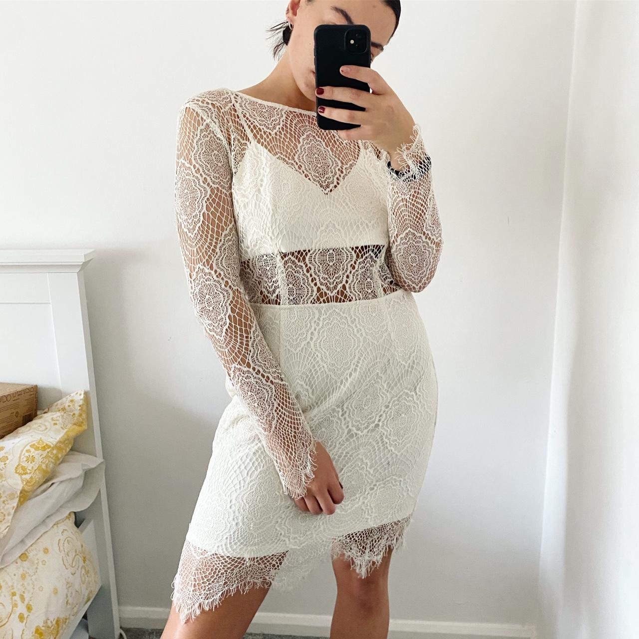 Missguided White Lace Dress Size 16 Model Size Depop