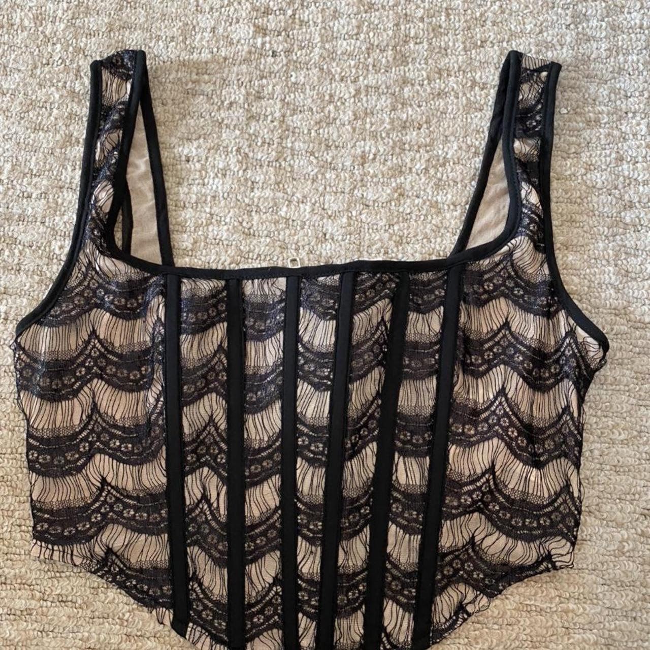 Black lace Missguided corset top. #missguided... - Depop