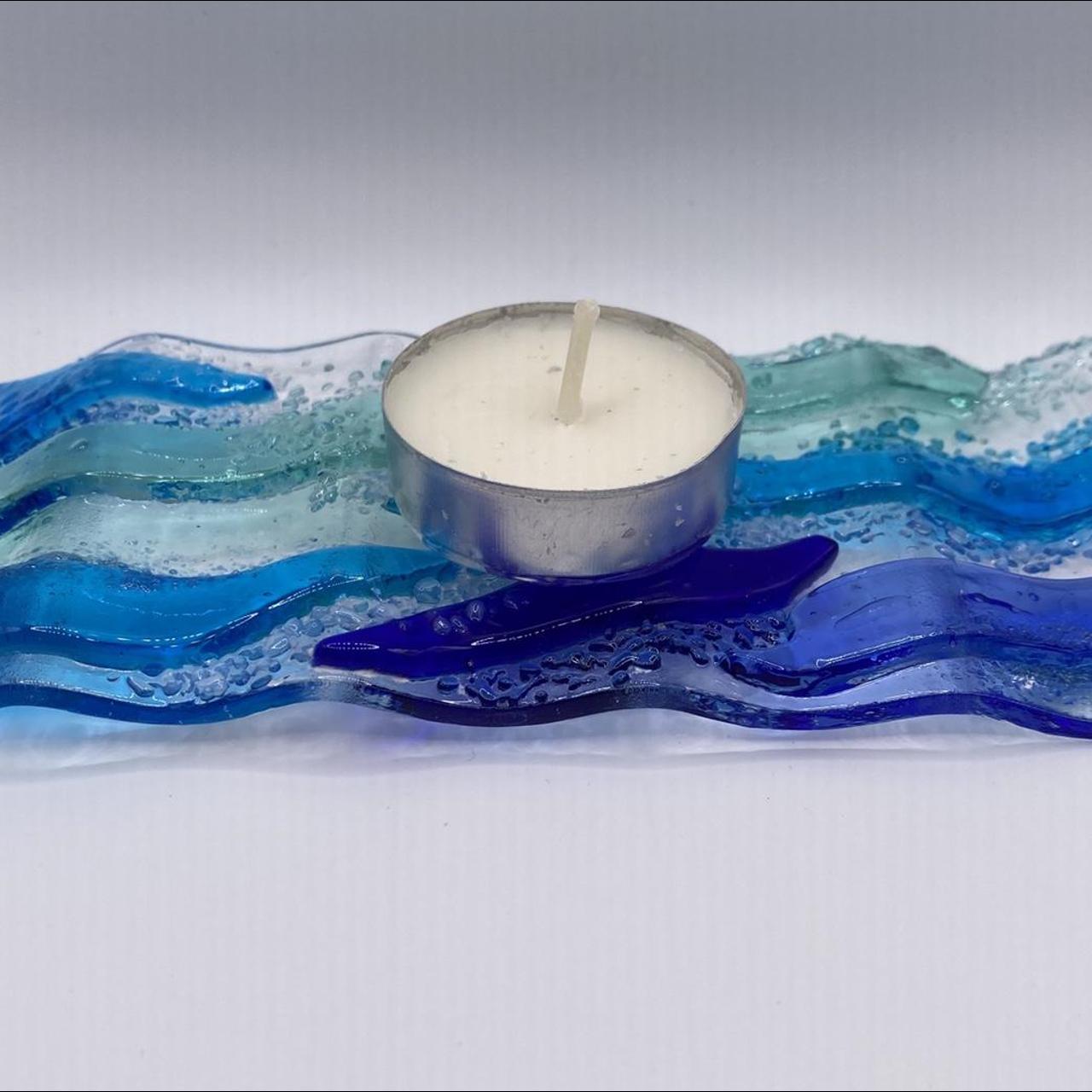 This is a gorgeous fused glass seascape, slumped... - Depop