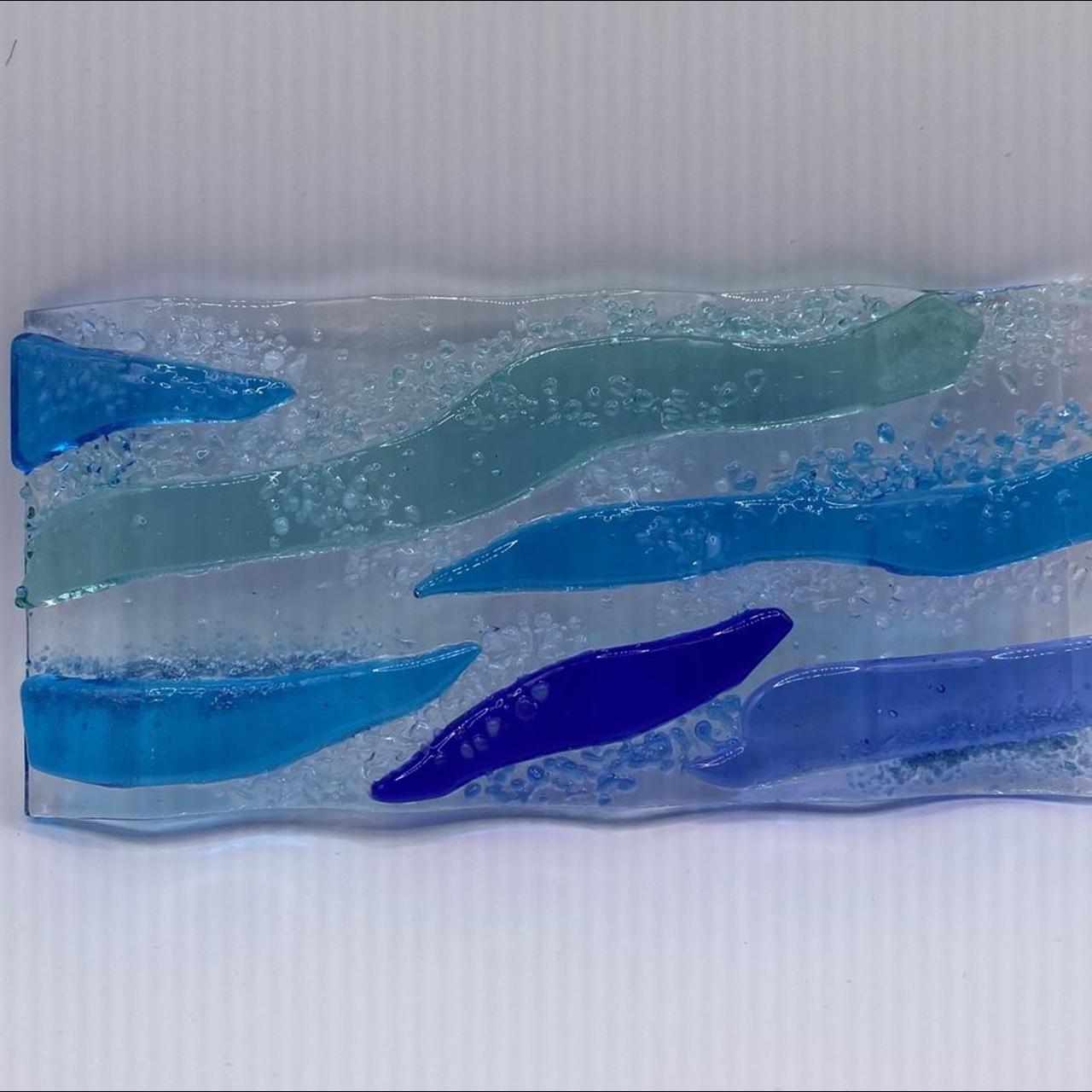 This is a gorgeous fused glass seascape, slumped... - Depop
