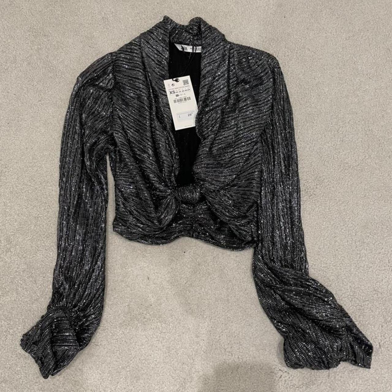 Zara metallic thread top - Depop
