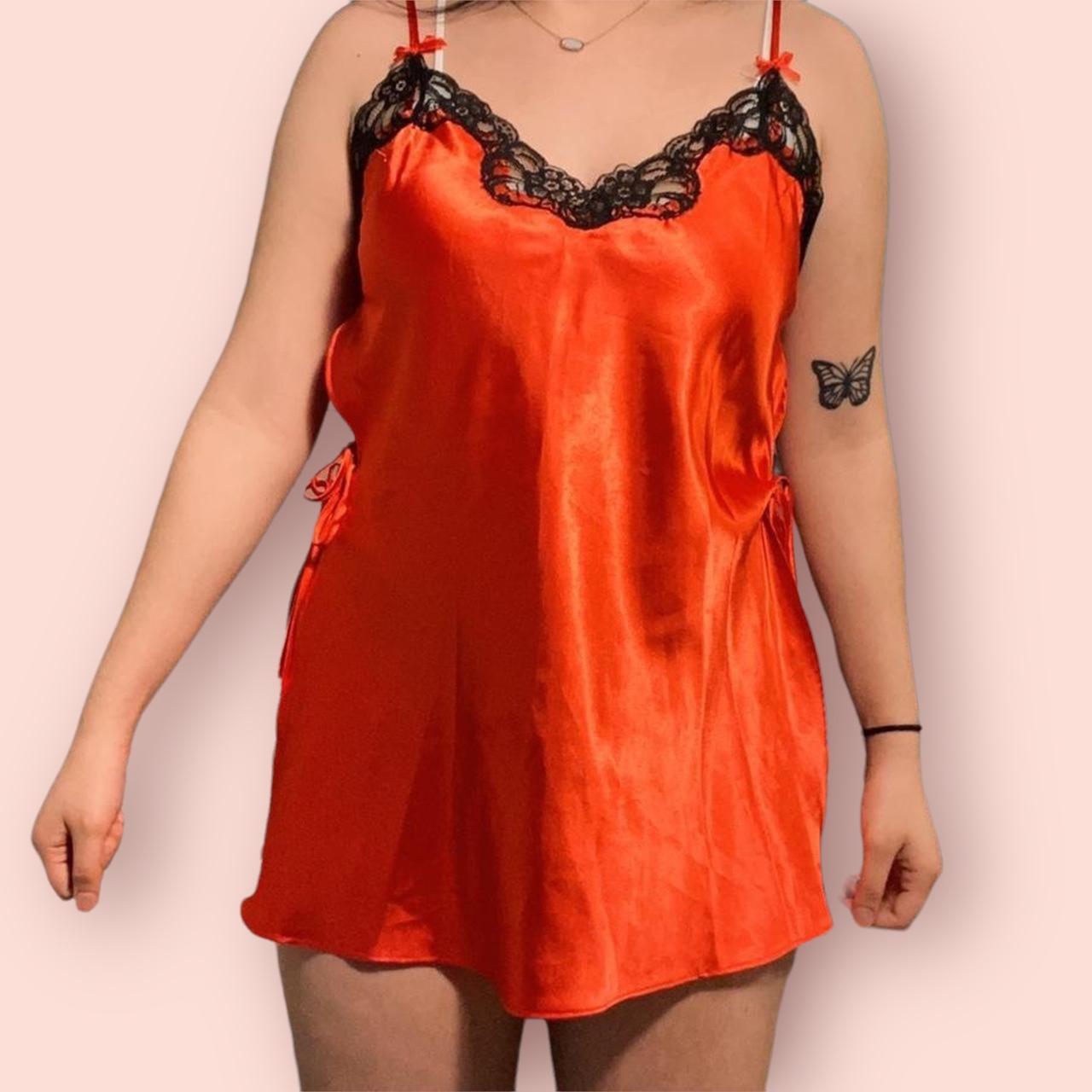 black and red lace slip dress! so dainty and... - Depop