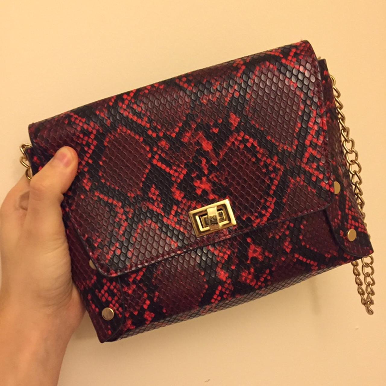 Red snake print bag / purse / red purse / Red Cross... - Depop