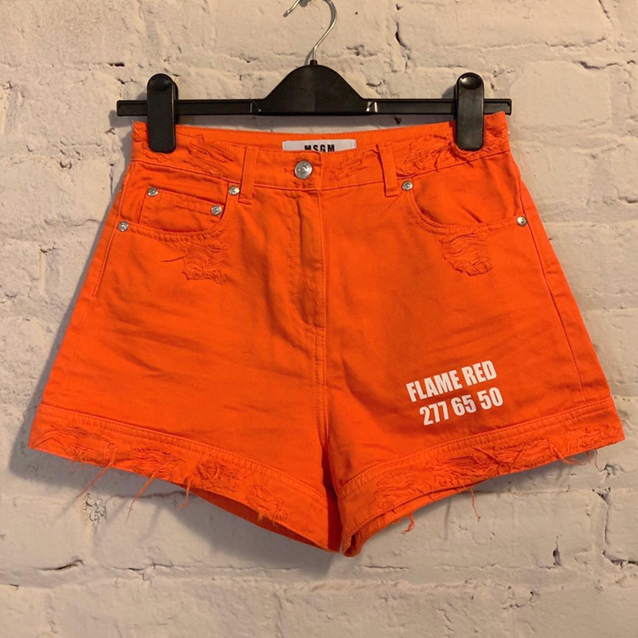 MSGM Women's Orange and White Shorts | Depop