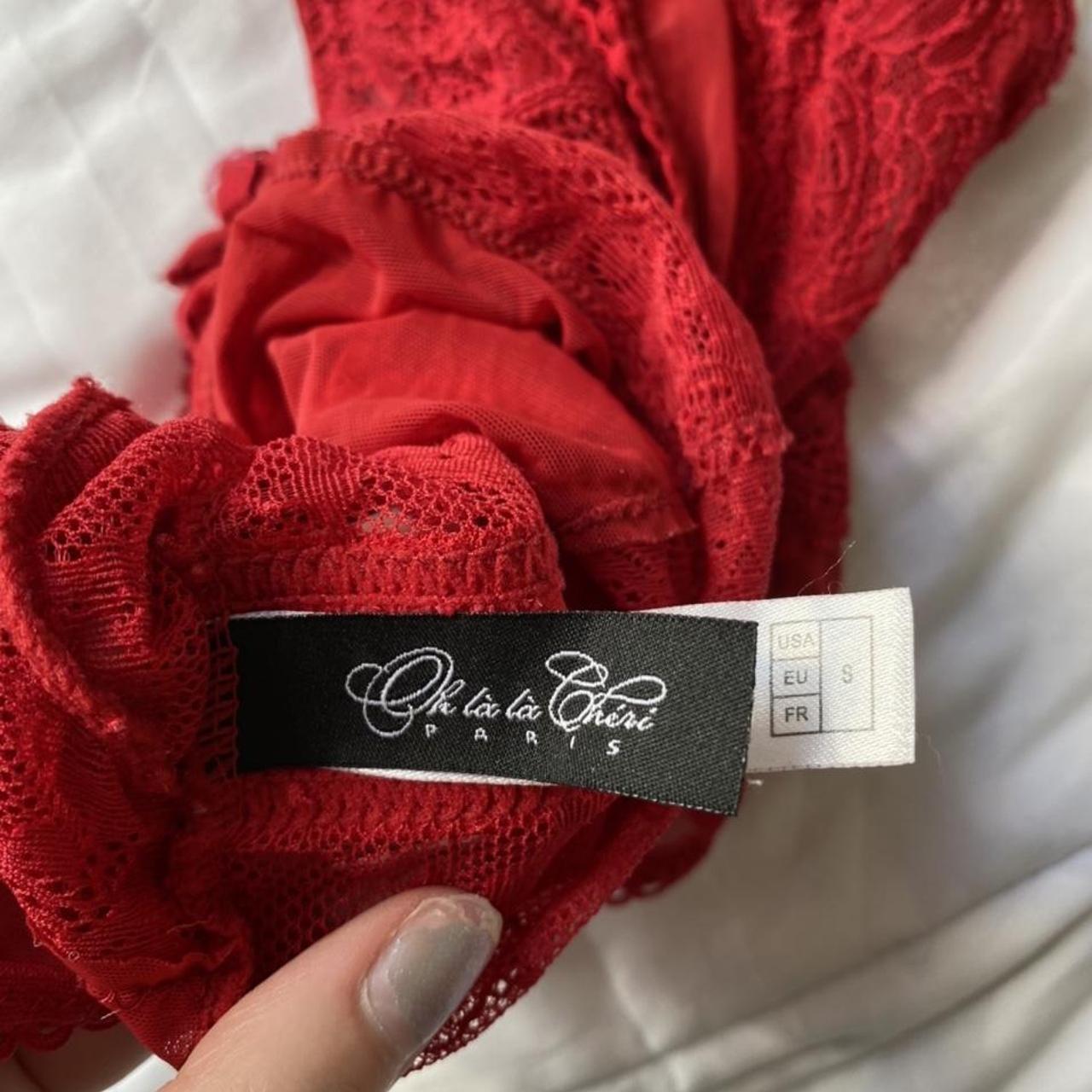 Adorable red bodysuit!! Includes mesh and lace and... - Depop