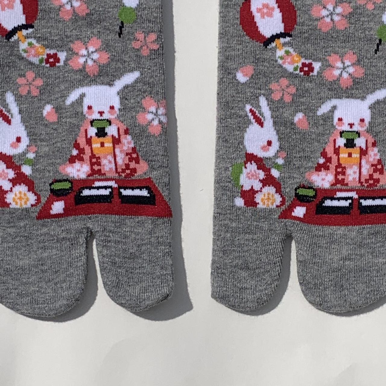 Bunny festival pattern Japanese tabi socks with the... - Depop