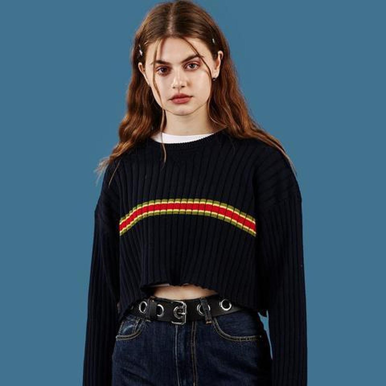 UNIF YMANI STRIPPED SWEATER NAVY 🦋DEPOP PAYMENT... - Depop