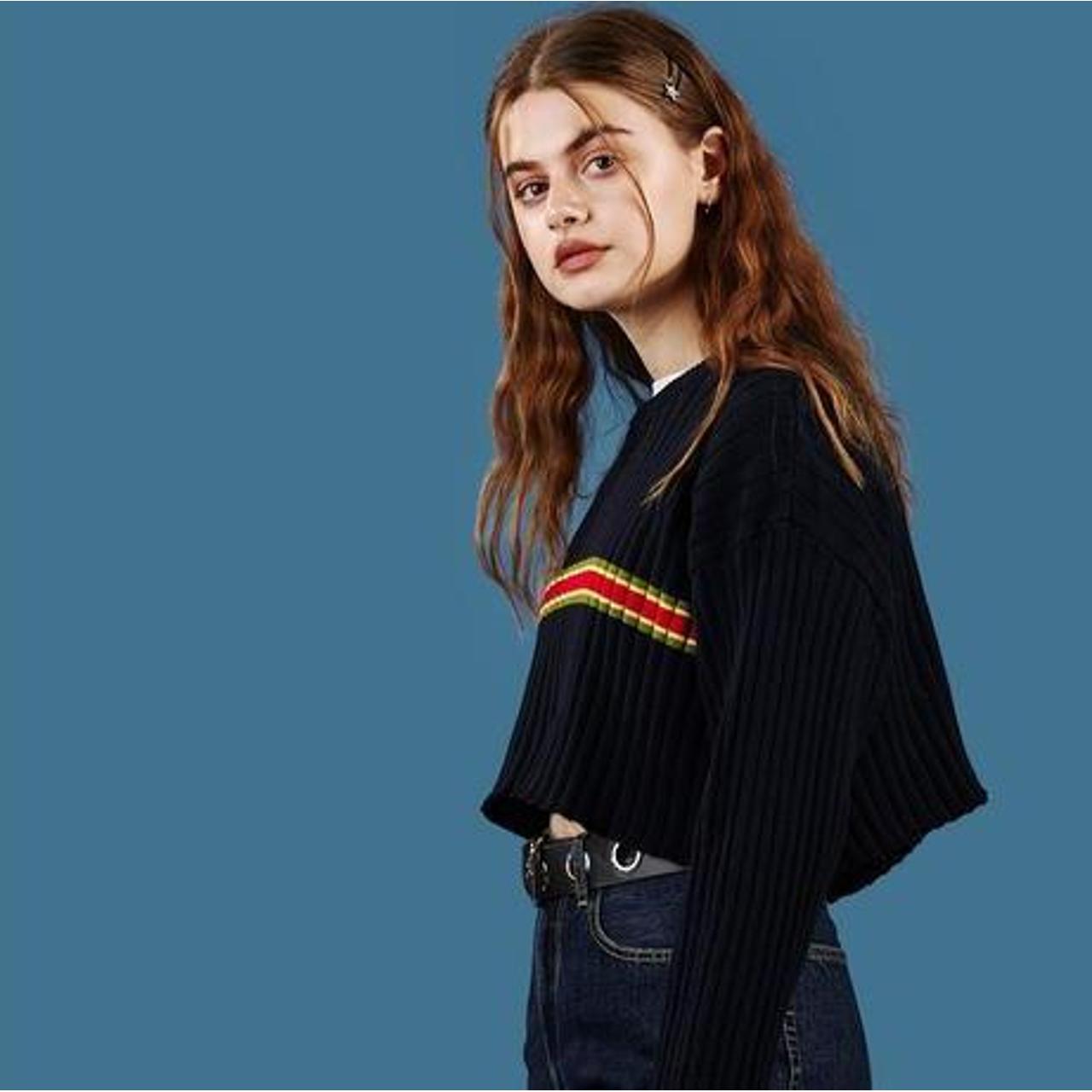 UNIF YMANI STRIPPED SWEATER NAVY 🦋DEPOP PAYMENT... - Depop