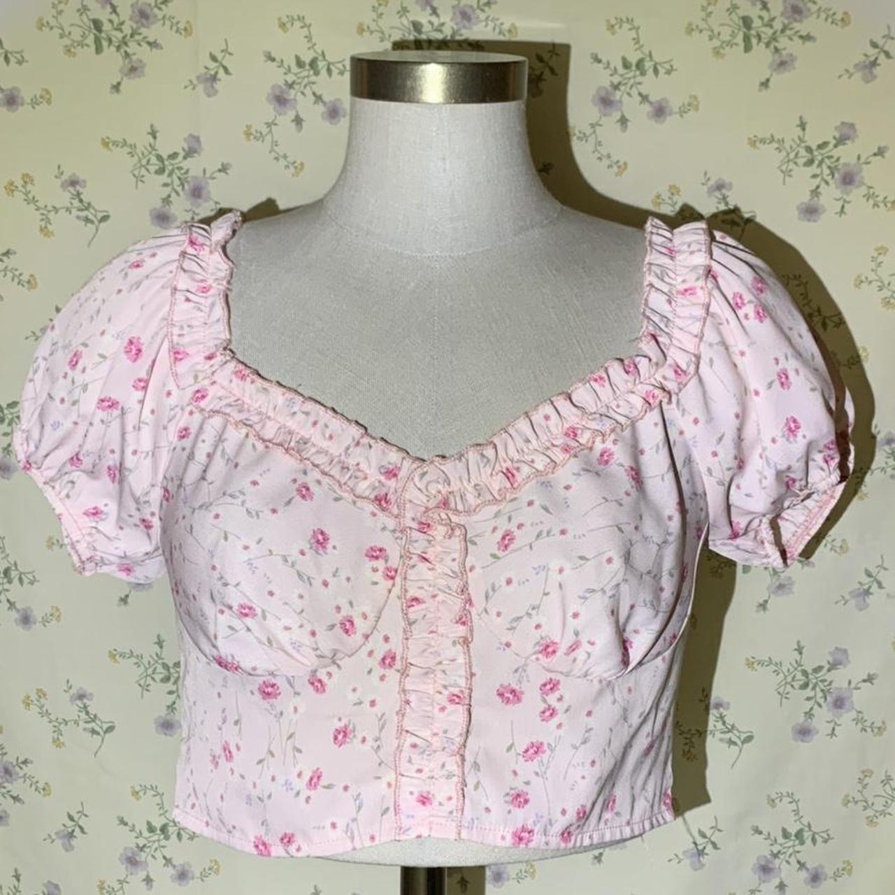 Shein pink floral bustier top 🌸 super cute top sadly... - Depop