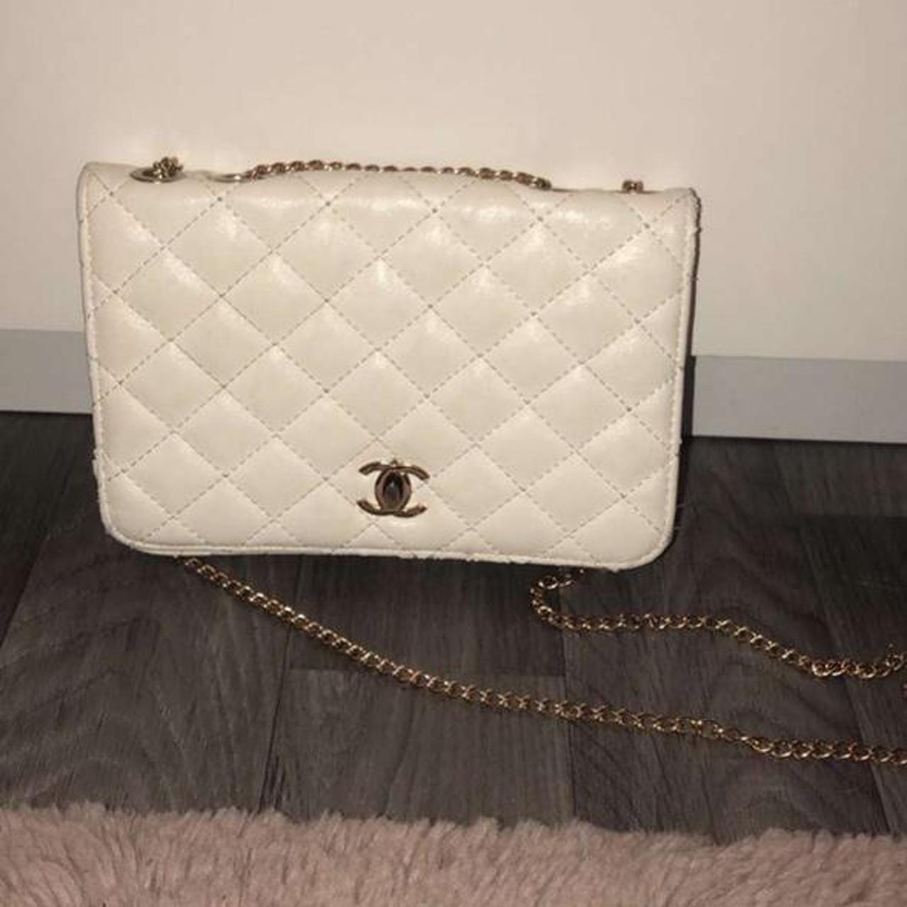 Women’s cross body bag White Chanel bag Chanel... - Depop